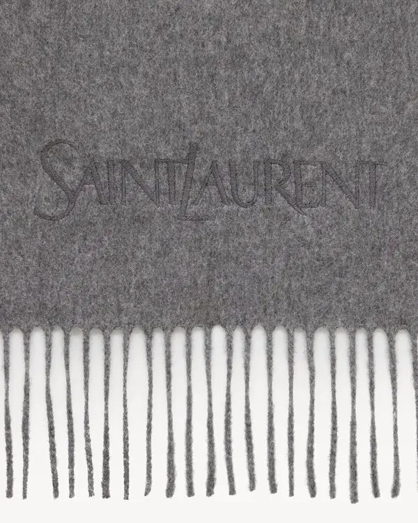 Saint Laurent Emboidered Scarf In Cashmere Jacquard