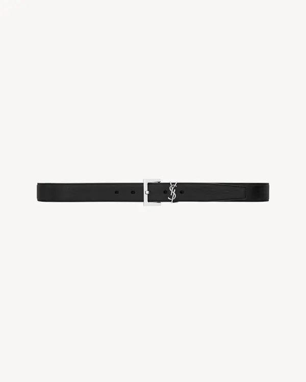 Saint Laurent Cassandre Belt In Lambskin - Black