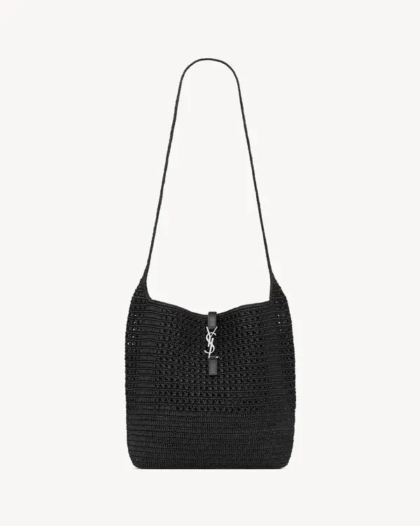 Saint Laurent Le 5 À 7 Medium Tote In Raffia - Black
