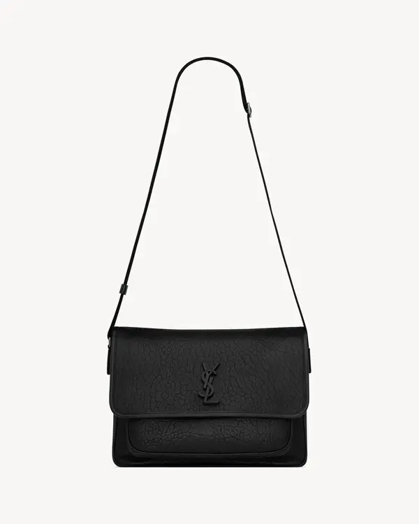Saint Laurent Niki Messenger Bag In Grained Leather - Black