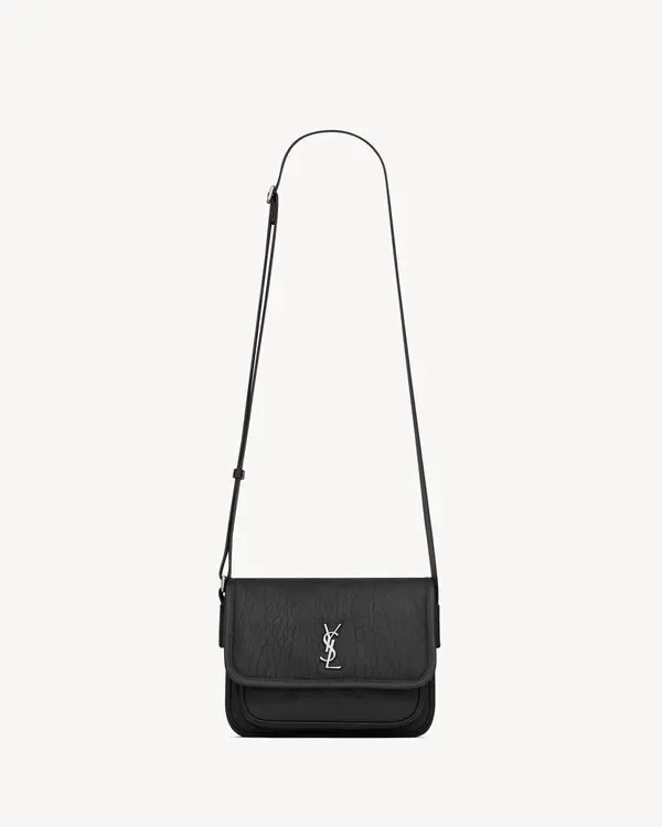 Saint Laurent Niki Small Messenger Bag In Grained Lambskin - Black