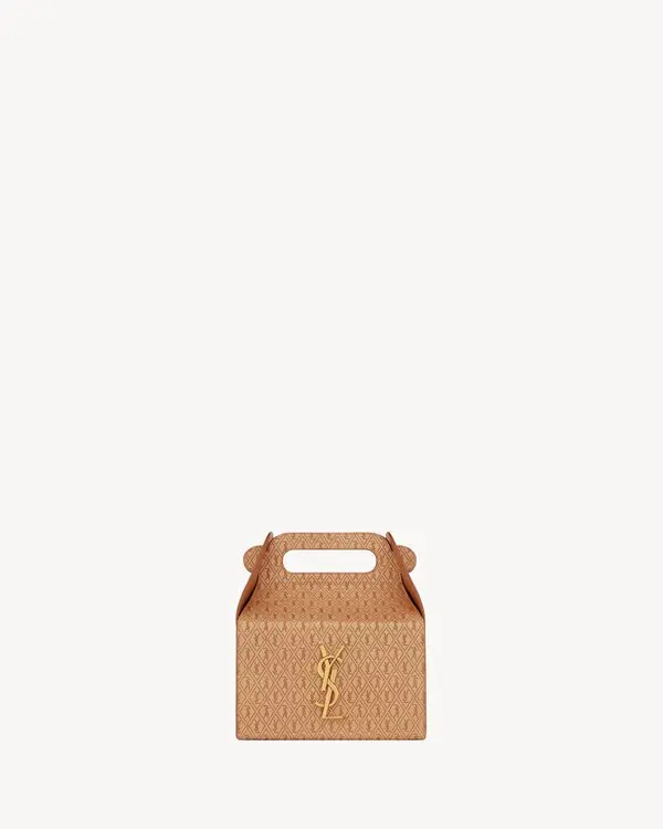 Saint Laurent Take-away Box In Vegetable-tanned Leather - Dusty Vintage Brown Gold