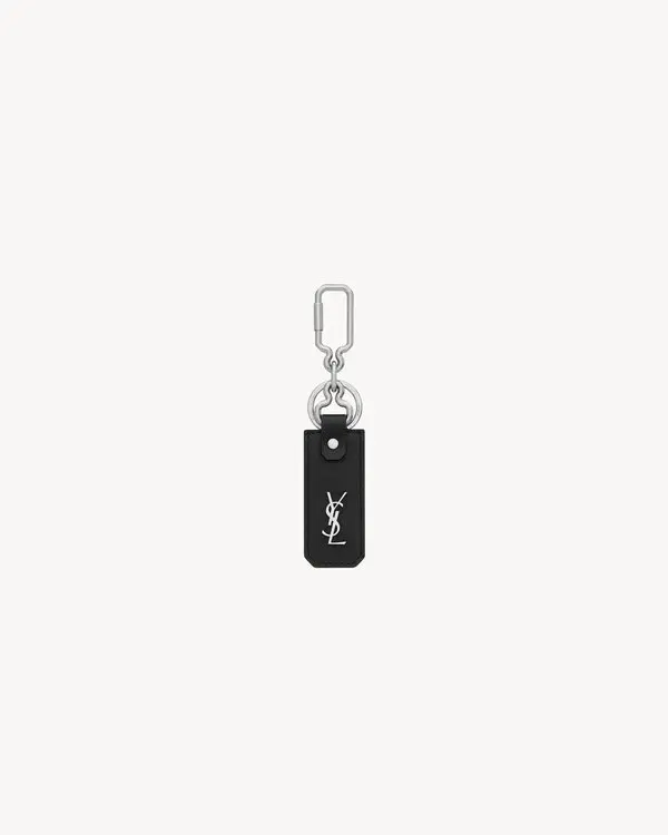 Saint Laurent Cassandre Keyring In Leather - Black