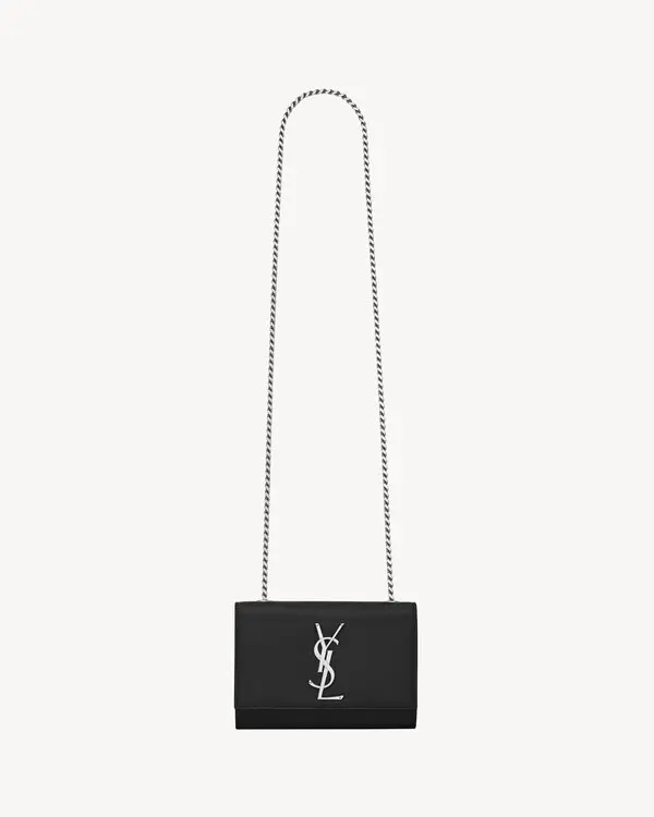 Saint Laurent Kate Small Grain De Poudre Embossed Leather Bag - Black