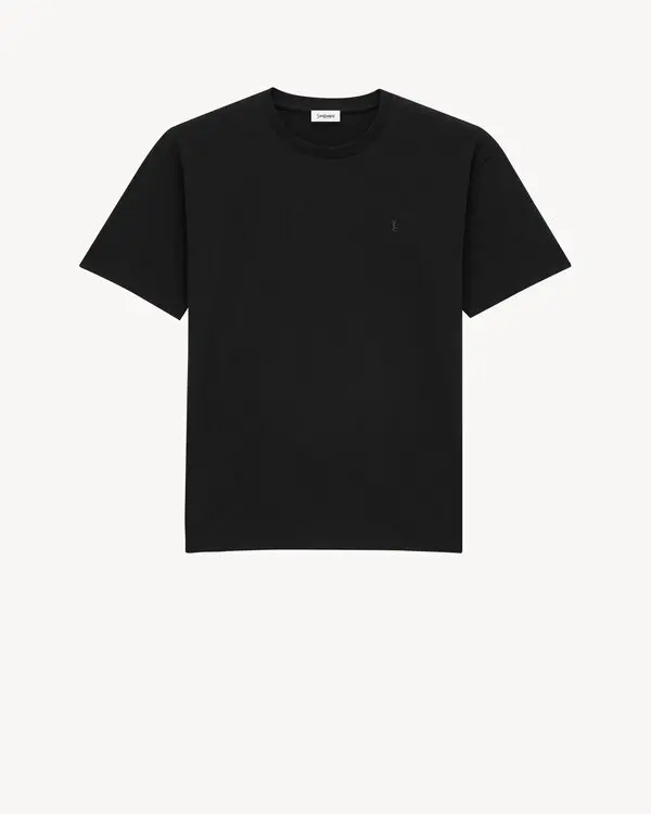 Saint Laurent Cassandre T-shirt In Piqu - Black