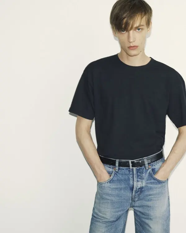 Saint Laurent Cassandre T-shirt In Piqu - Black