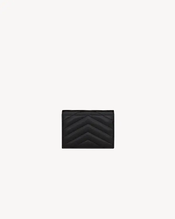 Saint Laurent Cassandre Matelassé Flap Card Case In Lambskin - Black