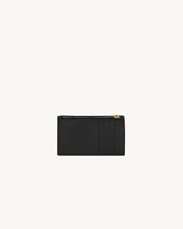 Saint Laurent Cassandre Matelassé Fragments Flap Card Case In Lambskin