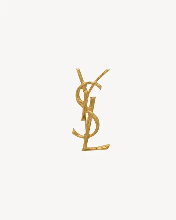 Saint Laurent Cassandre Brooch In Metal - Light Satin Gold