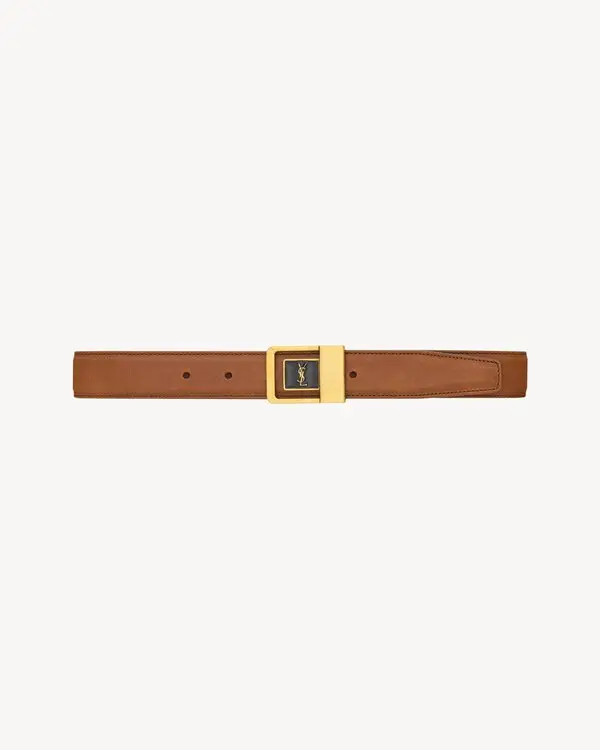 Saint Laurent La 66 Buckle Belt In Leather - Kobicha
