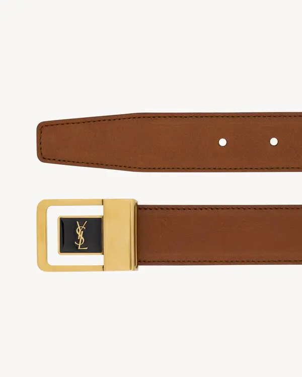Saint Laurent La 66 Buckle Belt In Leather - Kobicha