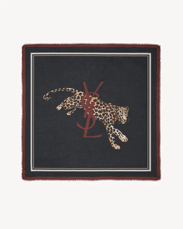Saint Laurent Square Scarf In Modal And Cashmere