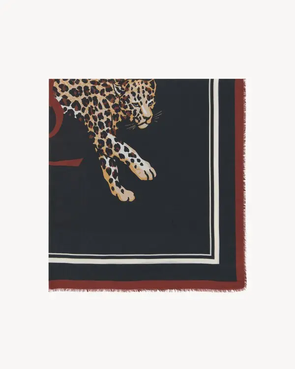 Saint Laurent Square Scarf In Modal And Cashmere - Multicolor