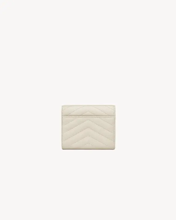 Saint Laurent Cassandre Matelassé Compact Tri Fold Wallet In Lambskin