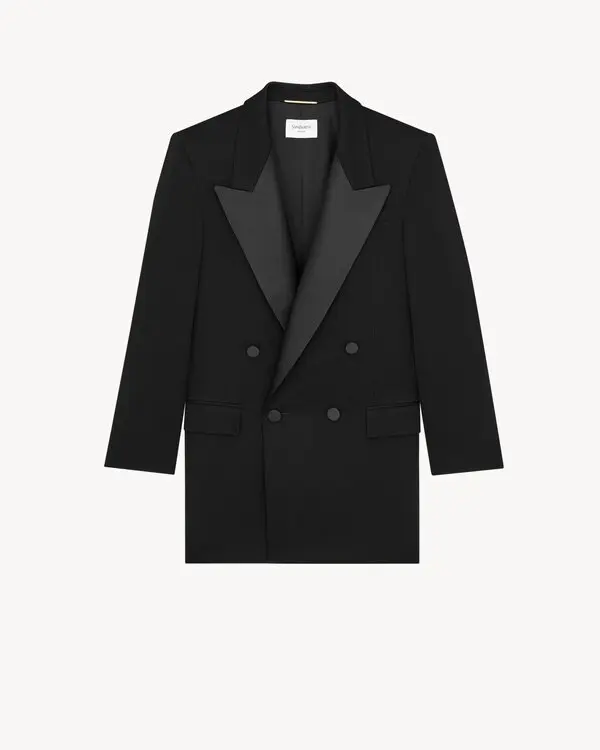 Saint Laurent Grain De Poudre Tuxedo Dress