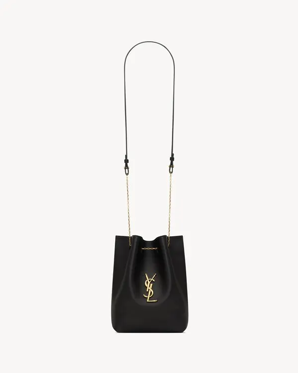 Saint Laurent Pochette In Lambskin With Cassandre Logo - Black