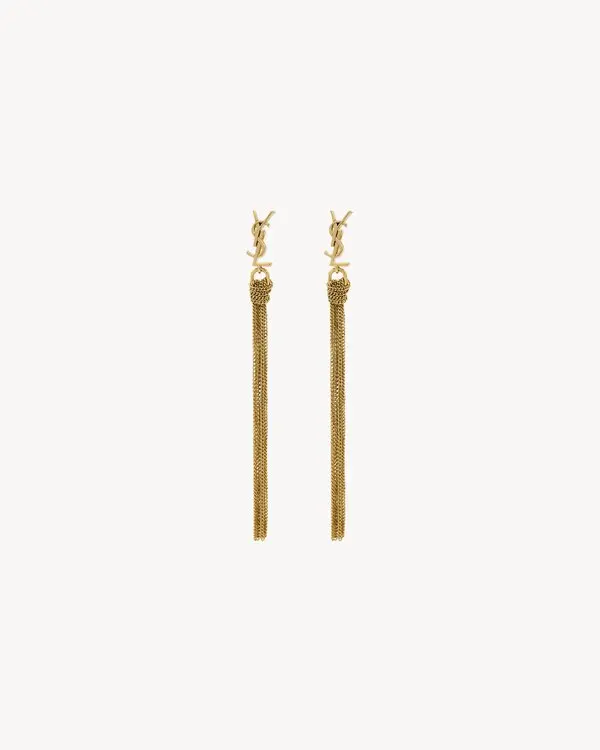 Saint Laurent Cassandre Tassel Earrings In Metal - Gold