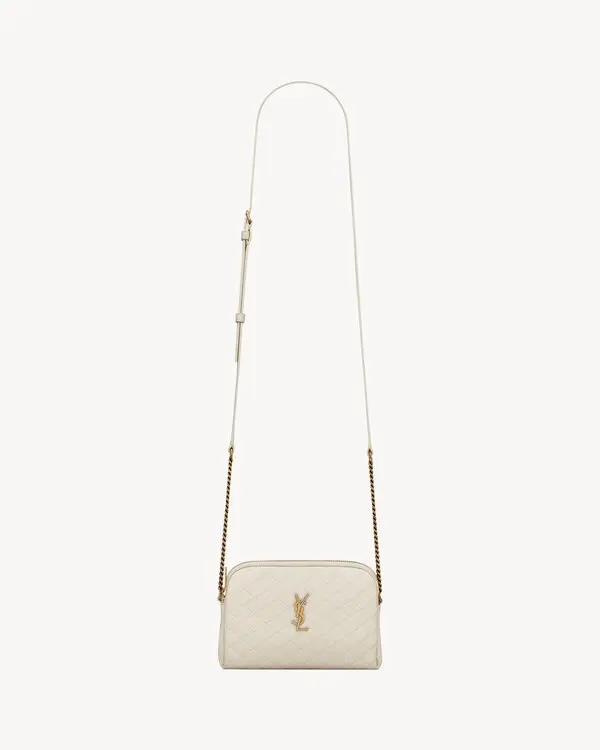 Saint Laurent Gaby Zippered Pouch In Lambskin - White