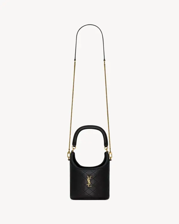 Saint Laurent Gaby Bucket Bag In Lambskin - Black
