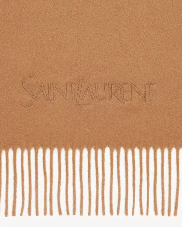 Saint Laurent Embroidered Scarf In Cashmere