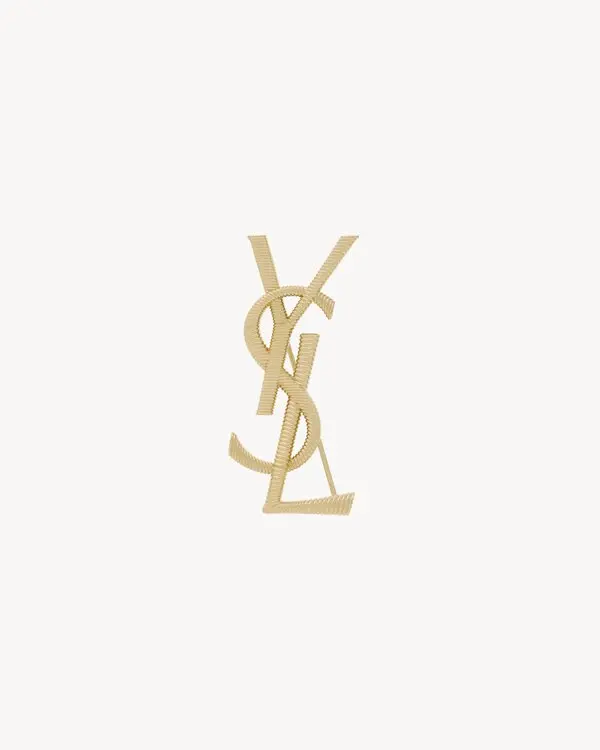 Saint Laurent Cassandre Brooch In Metal With Wrapped Cord Texture - Pale Gold