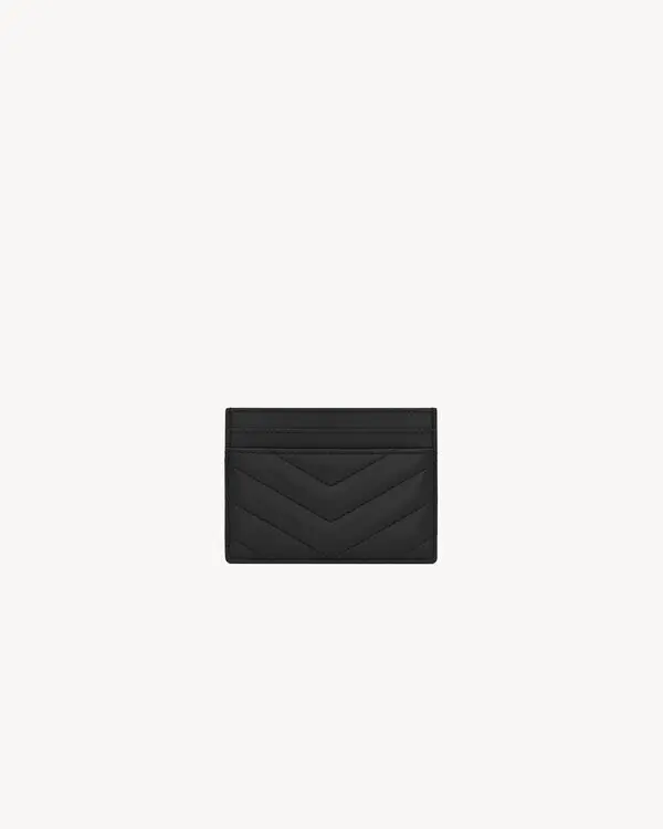 Saint Laurent Cassandre Matelassé Card Case In Lambskin - Black