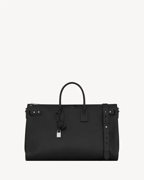Saint Laurent Sac De Jour 48h Duffle Bag In Grained Leather - Black
