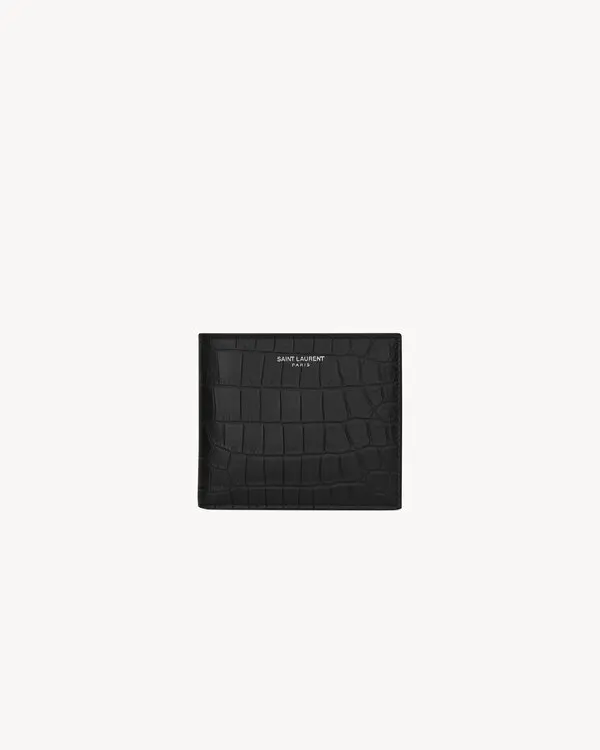 Saint Laurent Paris East/west Wallet With Coin Purse In Crocodile-embossed Leather - Black