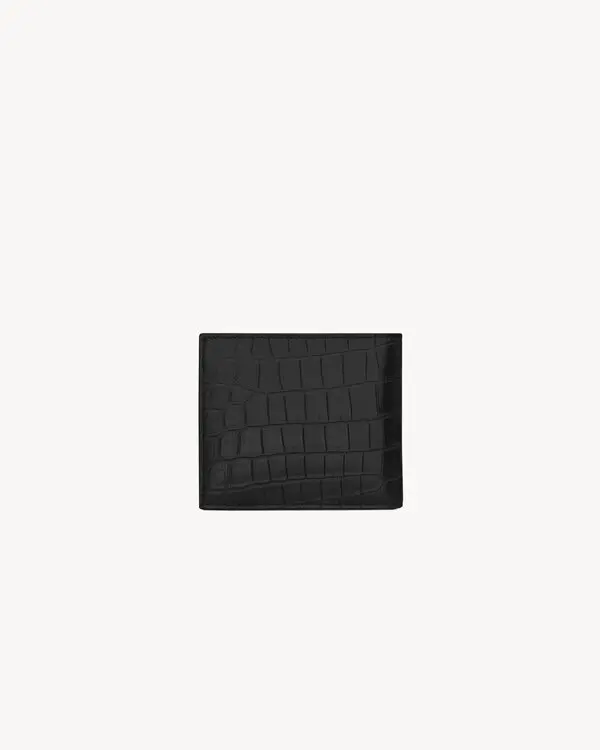 Saint Laurent Paris East/west Wallet With Coin Purse In Crocodile-embossed Leather - Black
