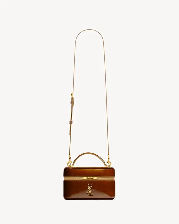 Saint Laurent Gaby Vanity In Patent Leather - Chataigne