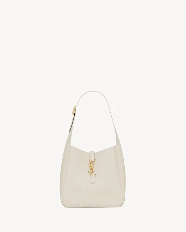 Saint Laurent Le 5 À 7 Supple Bag In Grained Leather - White