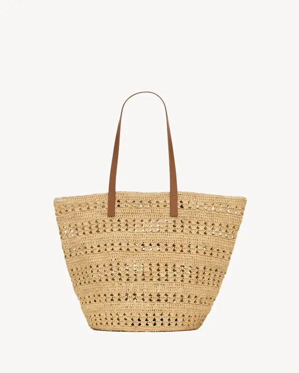 Saint Laurent Panier Medium Bag In Raffia - Naturel