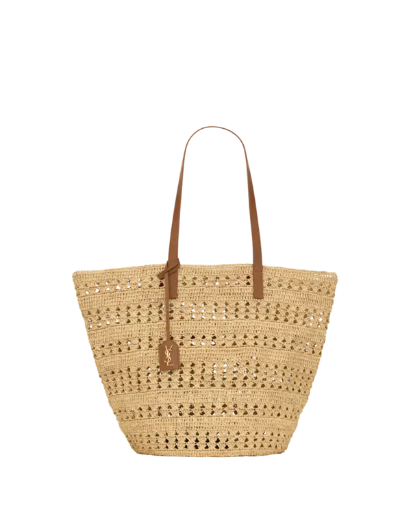 Saint Laurent Panier Medium Bag In Raffia - Naturel