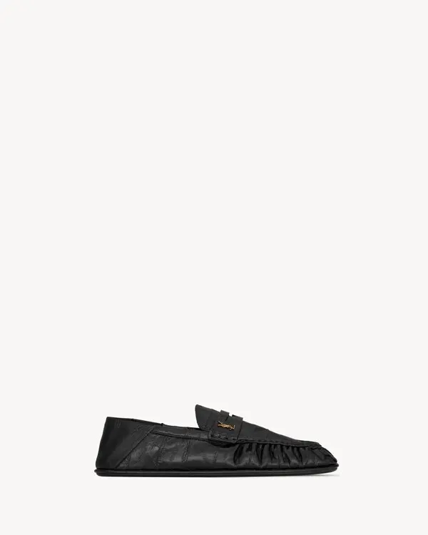 Saint Laurent Le Loafer Foldable In Eel - Black