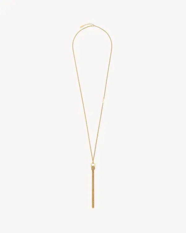 Saint Laurent Cassandre Tassel Necklace In Metal - Gold