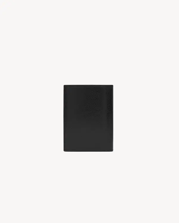 Saint Laurent Paris Credit Card Wallet In Coated Bark Leather