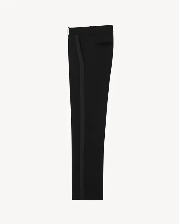 Saint Laurent Mid-rise Tuxedo Pants In Grain De Poudre