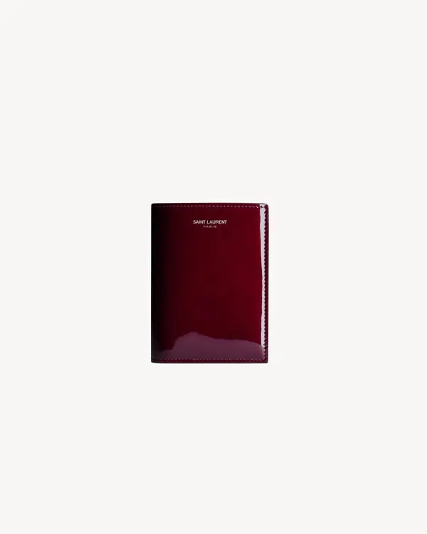 Saint Laurent Paris Credit Card Wallet In Patent Leather - Bordeaux