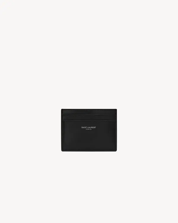 Saint Laurent Paris Credit Card Case In Smooth Leather - Black