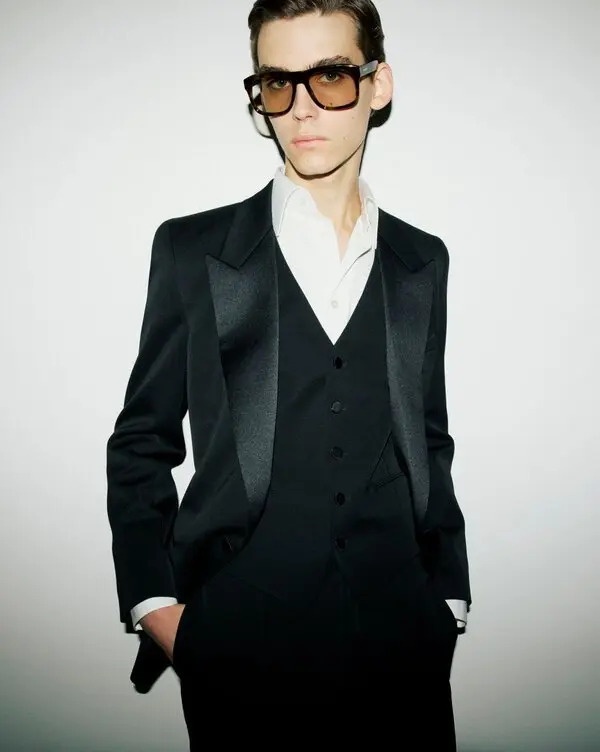 Saint Laurent Single-breasted Tuxedo Jacket In Grain De Poudre