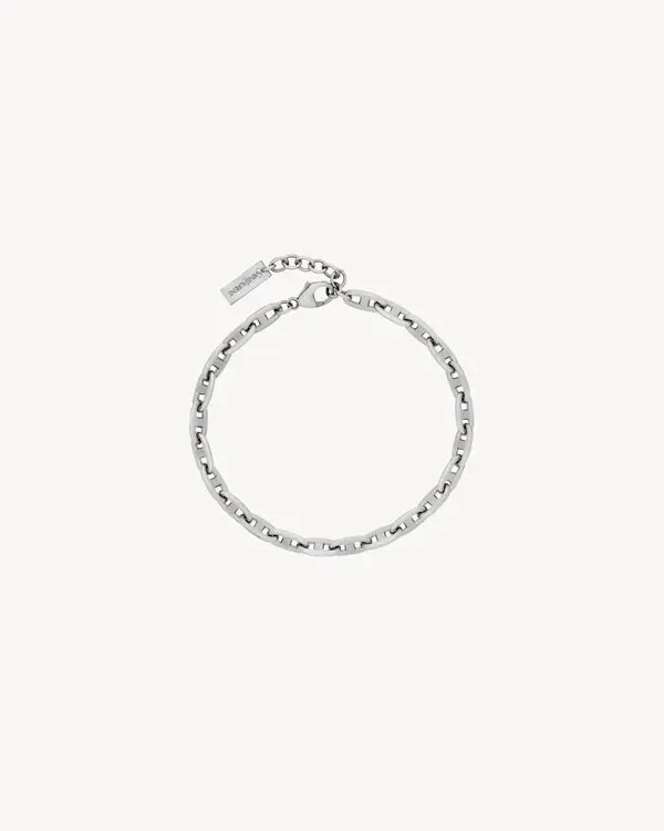 Saint Laurent Anchor-chain Bracelet In Metal - Light Oxidized Silver