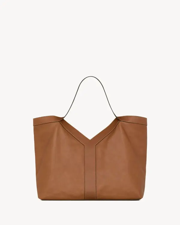 Saint Laurent Large Y Tote In Leather - Brick