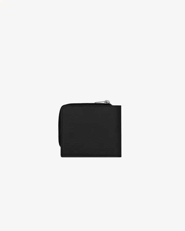 Saint Laurent East/west Zip-around Wallet In Grain De Poudre Leather