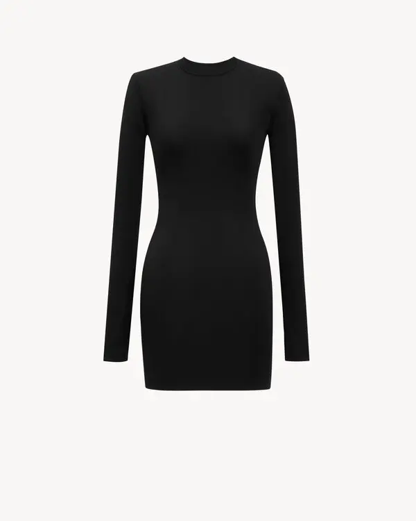 Saint Laurent Long-sleeve Knit Mini Dress - Noir