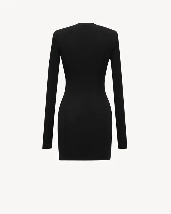 Saint Laurent Long-sleeve Knit Mini Dress - Noir