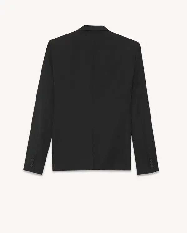 Saint Laurent Single-breasted Tuxedo Jacket In Grain De Poudre