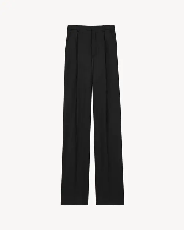 Saint Laurent High-waisted Wide-leg Cashmere Pants - Black