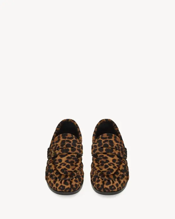 Saint Laurent Le Loafer Supple Pony Hair Leather Loafers - Leopard