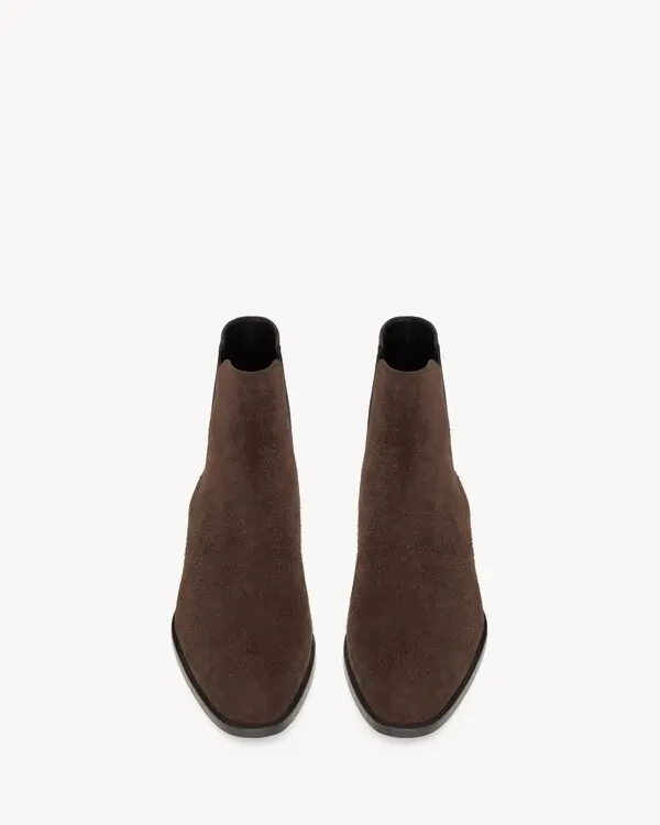 Saint Laurent Wyatt Chelsea Boots In Suede - Dark Chocolate