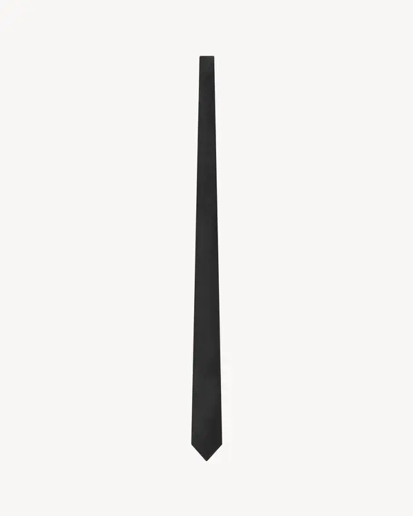 Saint Laurent Silk Satin Tapered Neck Tie - Black